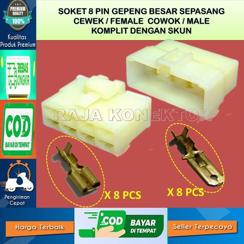 Jual soket motor 8 pin besar/soket mobil soket 8 pin besar + skun ...