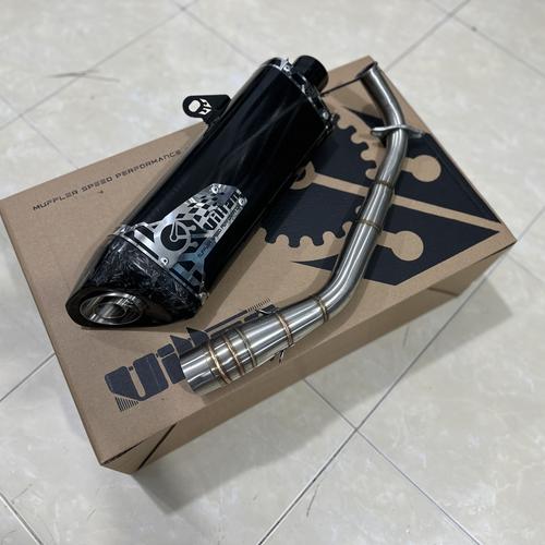 Jual KNALPOT VILLAN MV1 black logo emblem full system aerox nmax vario ...