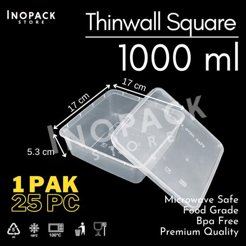 Jual Thinwall KOTAK SQ 1000 SQUARE makan container 1000ml tahan panas ...