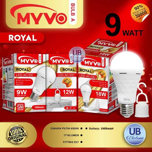 Jual LED Myvo Royal Bohlam Darurat Emergency LED CAS 9 12 18 Watt - 12 ...