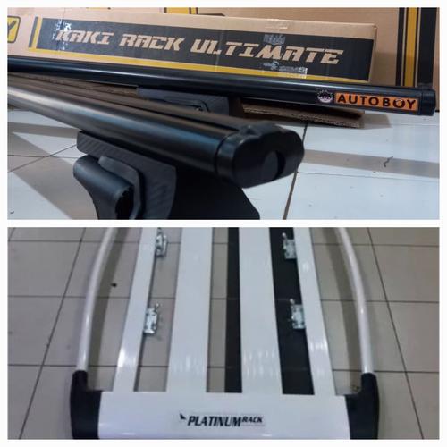 Jual crossbar kaki rak jepit roofrail + rak bagasi atas mobil universal ...