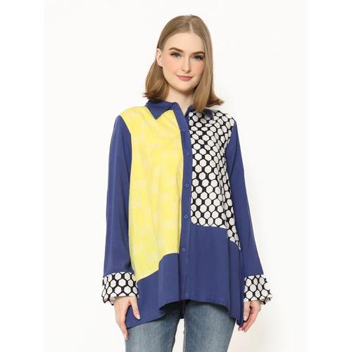 Promo Blouse Wanita - Bhatara Batik Raina 5381 Navy Kuning - S-M - Kota ...