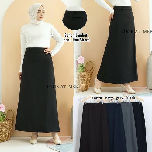 Promo Rok Kerja Panjang Hitam Rok A Line Bahan mewah Formal Kantor ...