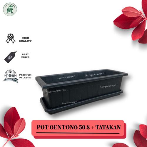 Jual POT BUNGA TANAMAN PANJANG GENTONG SMALL 50 HITAM + TATAKAN BAWAH ...