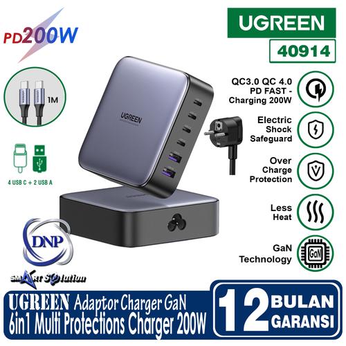 Promo UGREEN Desktop Charger Station 200W Nexode GaN 6 Port Fast Charging - 40914 -- BLACK ...