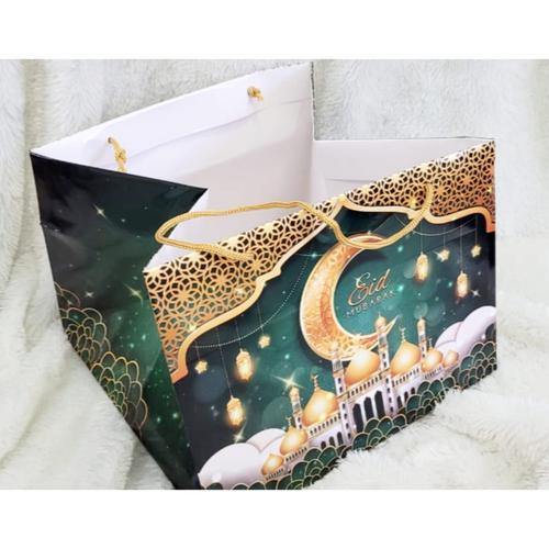 Jual Paper Bag Lebaran uk 27 x 27 Eid Green / Hampers Packaging Idul ...
