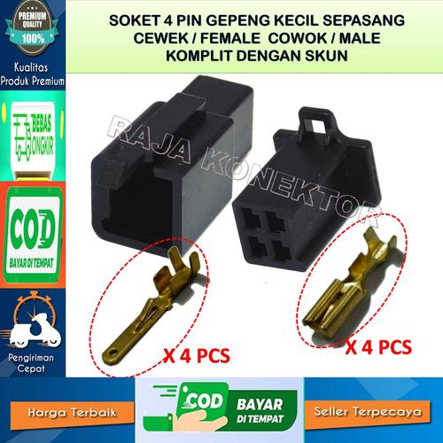Jual SOKET SOCKET KONEKTOR KABEL 4 PIN KECIL MOTOR MOBIL MALE FEMALE ...