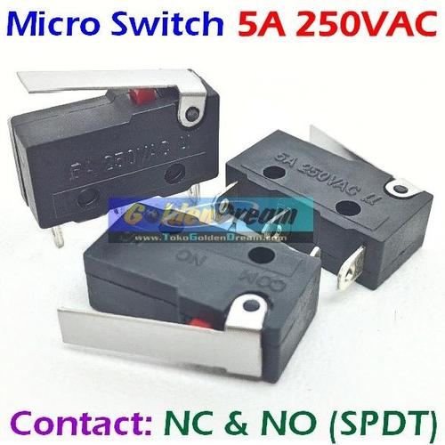 Jual Micro Limit Switch Saklar Kecil 3 Pin Gagang 5A 250v AC Bisa NO ...