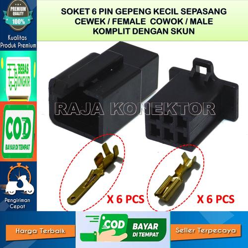 Jual SOKET SOCKET KONEKTOR KABEL 6 PIN KECIL MOTOR MOBIL MALE FEMALE ...