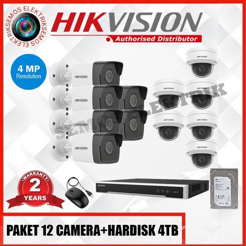 Jual Paket IP Camera Hikvision CCTV 12 Camera Nvr 16 Channel PoE 4MP ...