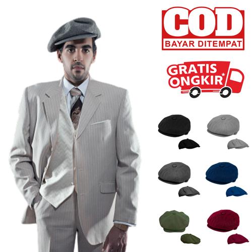 Jual topi flat cap/topi newsboy cap/thomas slebew/topi mafia/peaky ...