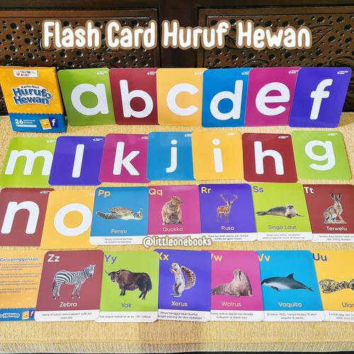 Jual Kartu Seri Huruf & Hewan / flash card anak / flashcards tentang ...