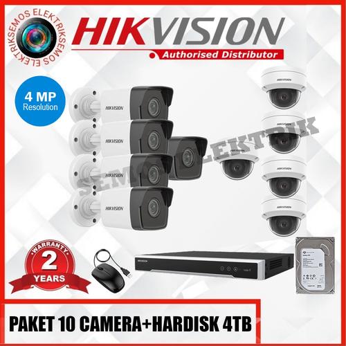 Jual Paket IP Camera Hikvision CCTV 10 Camera Nvr 16 Channel PoE 4MP ...