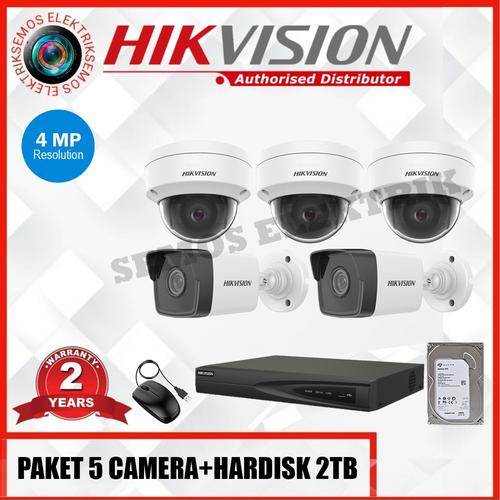 Jual Paket IP Camera Hikvision CCTV 5 Camera Nvr 8 Channel PoE 4MP ...
