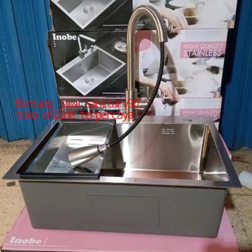 Jual INOBE 6045 paket lengkap kran tarik Stainless sus 304/bak cuci ...