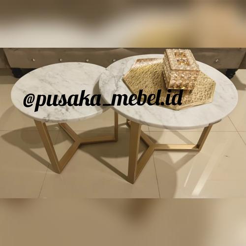 Jual meja tamu bulat coffe table marmer kaki besi gold, meja tamu ...