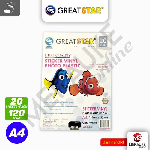 Jual Kertas Foto Great Star Sticker Vinyl Photo Plastic A4 120gsm 20 ...