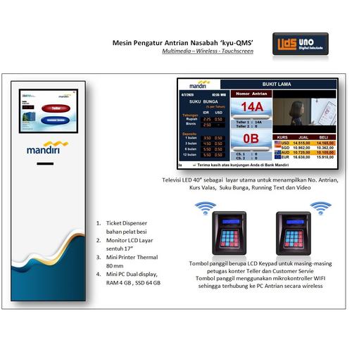 Jual Mesin Antrian Bank Mandiri (multimedia - wireless - touchscreen ...