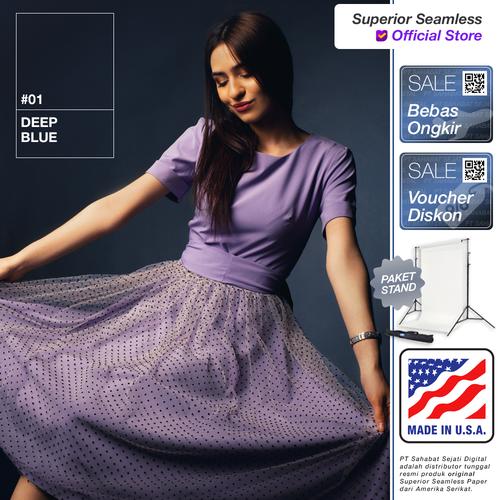 Promo 01 Deep Blue 1.3x11M Background Paper Kertas Polos Seamless ...