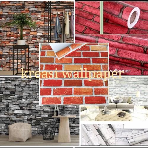 Jual Wallpaper DInding Sticker Batu Bata Merah 3D Walpaper Stiker Murah ...