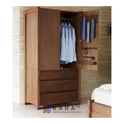 Jual Lemari Pakaian 2 Pintu Minimalis Kayu Jati Solid / Teak Wardrobe ...