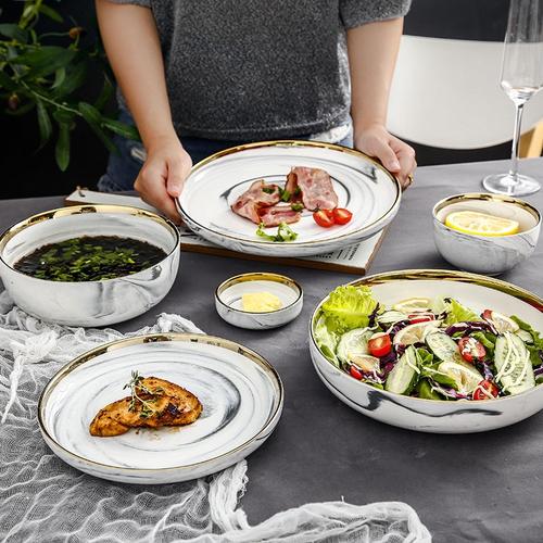 Jual Piring Keramik Set Lengkap Warna Abu Marble Isi 10 Pcs Piring Set ...