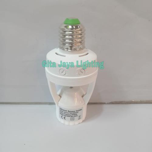 Jual sensor gerak fitting E27 pir motion infrared otomatis bohlam ...