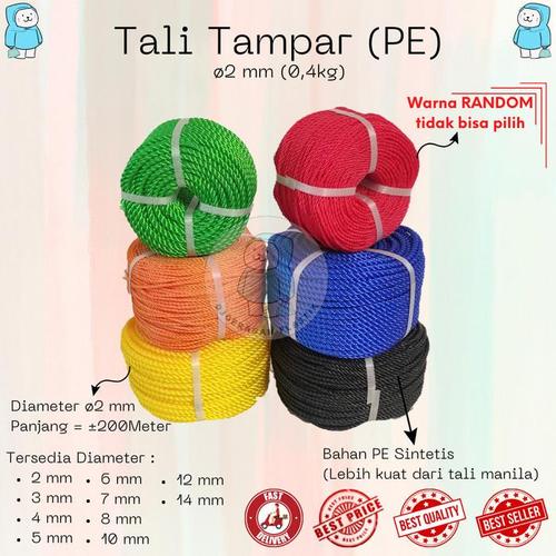 Jual [200Meter] Tali Tambang Tampar Nilon Nylon Manila PE Warna - ø2 mm ...