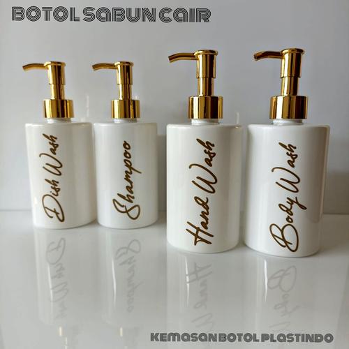 Jual Botol Refil sabun cair 250 ml ml rf putih Tutup Pump gold luxury - body wast - Kab. Bogor ...