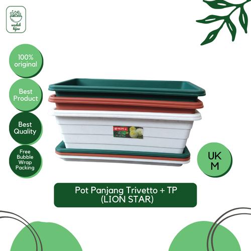 Jual pot bunga panjang Trivetto + Tatakan Pot UK M / lion star - Putih ...