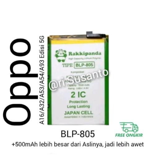 Jual Baterai Rakkipanda BLP805 for Oppo A16/A32/A53/A54/A93 Edisi 5G ...