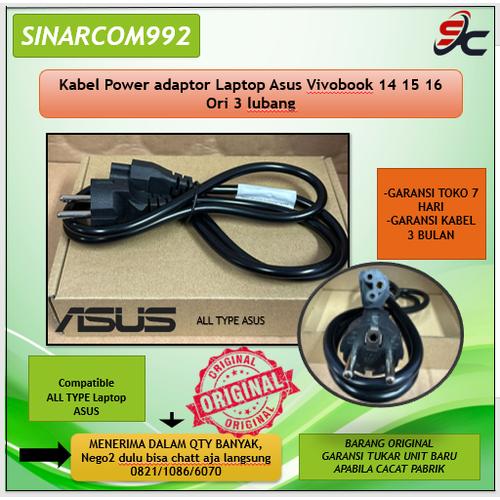 Jual Kabel Power adaptor Laptop Asus Vivobook 14 15 16 Ori 3 lubang ...
