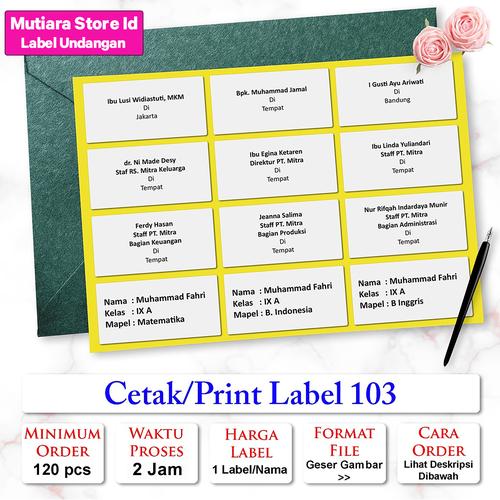 Jual Cetak Stiker Label 103 Print Label Nama Undangan Pernikahan ...