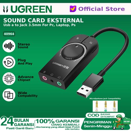 Jual Sound Card External UGREEN Stereo Sound Audio Adapter Laptop,PC,PS4 - Jakarta Pusat ...