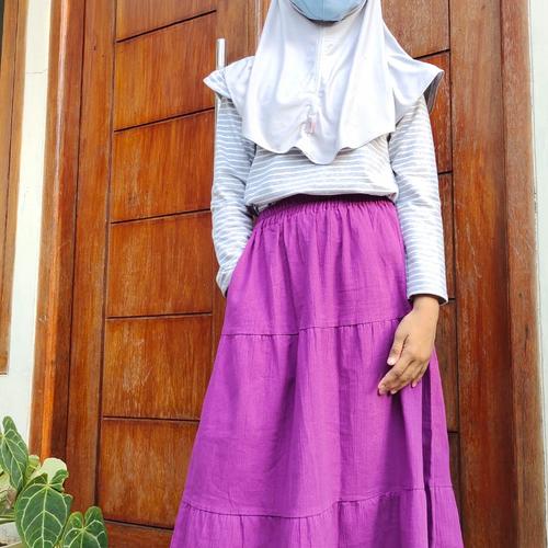 Jual Rok Anak Polos Panjang Perempuan usia 6-12 tahun Rok Anak Linen ...