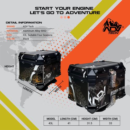 Jual Top Box Tail Box Motor Touring Aluminium Pannier 43Lt 4ADV ...