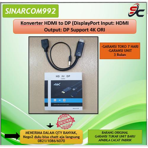 Jual Konverter HDMI to DP (DisplayPort Input: HDMI Output DP Support 4K ...