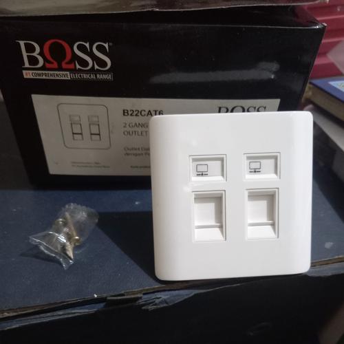 Jual data cat6 2 gang 1set inbow RJ45 merek boss tipe-B22CAT6/outlet ...