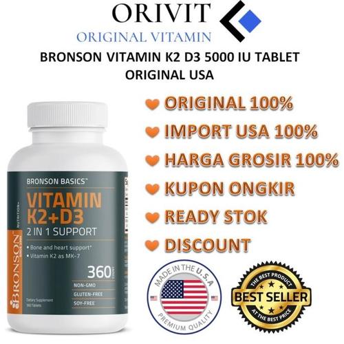 Jual BRONSON VITAMIN K2 D3 5000 IU TABLET ORIGINAL USA ORIGINAL USA ...