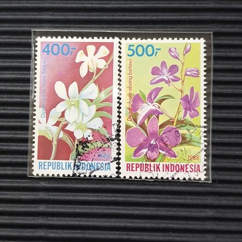 Jual Perangko/Prangko INDONESIA 1988. BUNGA ANGGREK. Set lengkap (2v ...