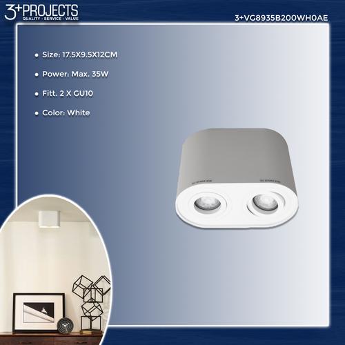 Promo 3 Plus Ceiling Lamp/Lampu Plafon - Spotlight Duo Metal Oval GU 10 - Putih Cicil 0% 3x ...