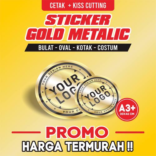 Jual STIKER GOLD METALLIC KEMASAN UMKM makanan & minuman VINYL A3 ...