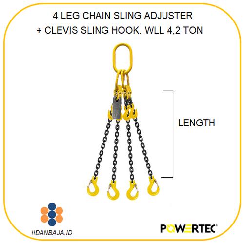 Jual 4 LEG CHAIN SLING ADJUSTER + CLEVIS SLING HOOK. WLL 4,2 TON ...
