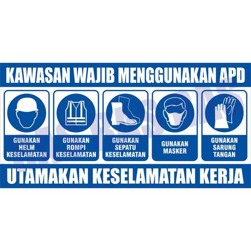 Jual SPANDUK BANNER WAJIB APD K3 SAFETY UKURAN 2X1 METER - Biru - Kota ...