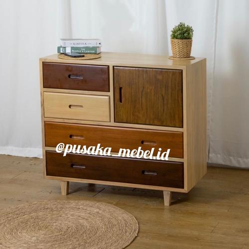 Jual lemari rak laci penyimpanan kayu jati, cabinet drawer minimalis ...