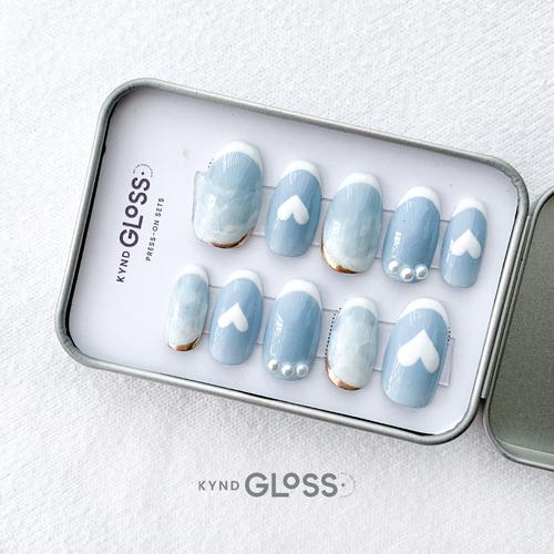 Jual Blue Sky Press-on Nails | Kuku Palsu Gel | Kynd Gloss - L, Squoval ...