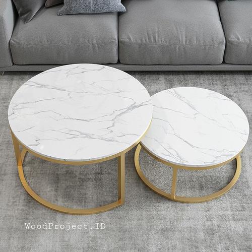 Jual Coffee Table Marmer Bulat Meja Kopi Industrial Minimalis - Kab ...