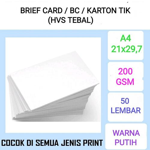 Jual Kertas Brief Card / BC / Kartu TIK 200 GSM A4 isi 50 lembar/HVS ...