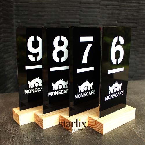 Jual nomor meja cafe akrilik acrylic restoran persegi stand kayu custom ...
