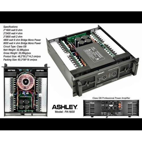 Jual Power Ampli 3200 watt Amplifier ASHLEY PA1600 PA 1600 Class GB Ori ...